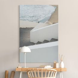 Bilderwelten Akustikbild Strand weiss modern Schallschutzbild - Treppe zum Strand - Architektur Wohnzimmer Schlafzimmer