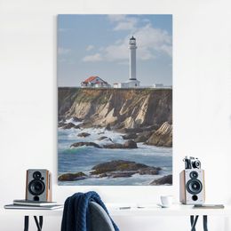 Bilderwelten Akustikbild Strand blau Motiv Schallschutzbild - Point Arena Lighthouse Kalifornien - Leuchtturm Wohnzimmer Schlafzimmer