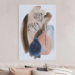 Bilderwelten Akustikbild originell pastell modern Aquarell - Japandi Aquarell Vasen - Wandbild Wohnzimmer Schlafzimmer