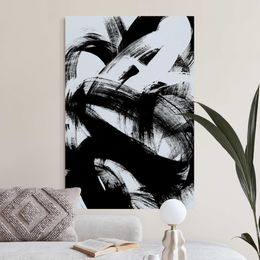 Bilderwelten Akustikbild originell schwarz weiss Abstrakt Schallschutzbild - Onyx in Bewegung II - Wandbild Wohnzimmer Schlafzimmer