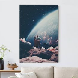 Bilderwelten Akustikbild originell bunt Fotomontage Schallschutzbild - Galaxie Ausblick genie&szlig;en - Wandbild Wohnzimmer Schlafzimmer