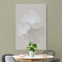 Akustikbild Illustration Ginko Bl&auml;tter Beige