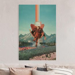 Bilderwelten Akustikbild Vintage Fernseher mit Bierglas