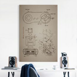 Bilderwelten Akustikbild beige Vintage Schallschutzbild - Vintage Anleitung Gaming II - Retro Jugendzimmer