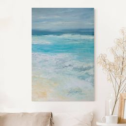 Bilderwelten Akustikbild Strand blau maritim Schallschutzbild - Sturm auf dem Meer II - Landschaft Wohnzimmer Schlafzimmer