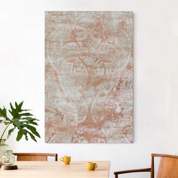 Bilderwelten Akustikbild rosa Orientalisch Schallschutzbild - Ornamentgewebe IV - Barock Wohnzimmer Schlafzimmer