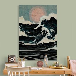 Akustikbild Shabby Wellen Illustration mit Sonne