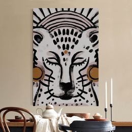 Akustikbild Gepard mit Perlenohrringen Illustration
