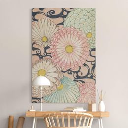 Bilderwelten Akustikbild Blumen beige Illustration Aquarell - Schwimmende Lotusbl&uuml;ten - Wandbild Wohnzimmer Schlafzimmer