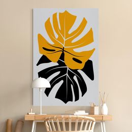 Akustikbild Monstera Schwarz Gelb