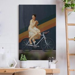 Bilderwelten Akustikbild originell blau Vintage Schallschutzbild - Radfahren - Fahrrad Wohnzimmer Schlafzimmer