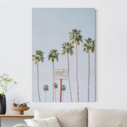 Bilderwelten Akustikbild Natur pastell Pop Art Schallschutzbild - Palmen vor dem Aloha Hotel - Palme Wohnzimmer Schlafzimmer