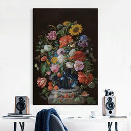 Bilderwelten Akustikbild Blumen bunt modern Schallschutzbild - Jan Davidsz de Heem - Glasvase mit Blumen - Wandbild Wohnzimmer Schlafzimmer