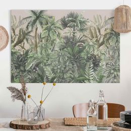 Bilderwelten Akustikbild Wald gr&uuml;n Tropisch Schallschutzbild - Dschungelpflanzen in Gr&uuml;n - B&auml;ume Wohnzimmer Schlafzimmer