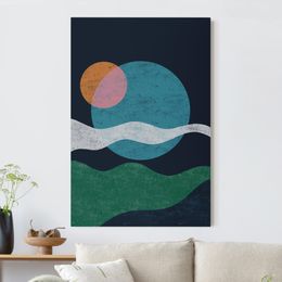 Bilderwelten Akustikbild Natur blau Illustration Schallschutzbild - Sonnen Collage - Himmel Jugendzimmer