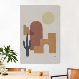 Bilderwelten Akustikbild originell beige Illustration Schallschutzbild - W&uuml;stenb&ouml;gen II - Wandbild Wohnzimmer Schlafzimmer