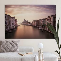 Bilderwelten Akustikbild Stadt beige Motiv Schallschutzbild - Abendstimmung in Venedig - Architektur Wohnzimmer Schlafzimmer