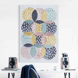 Bilderwelten Akustikbild bunt Illustration Aquarell - Regentropfen in Aquarellkreisen - Geometrisch Wohnzimmer Schlafzimmer