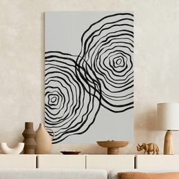 Bilderwelten Akustikbild originell beige Abstrakt Schallschutzbild - Schwarze Kreise I - Wandbild Wohnzimmer Schlafzimmer