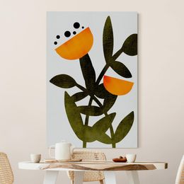 Bilderwelten Akustikbild Bl&uuml;ten in Orange Abstrakt Illustration - Schallschutzbild XXL - B&uuml;ro Arbeitszimmer Wohnzimmer Schlafzimmer