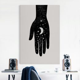 Bilderwelten Akustikbild Spirituell beige Orientalisch Schallschutzbild - Hand mit Mond - Wandbild Wohnzimmer Schlafzimmer