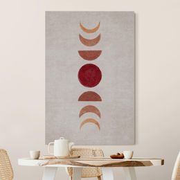 Bilderwelten Akustikbild Spirituell beige Vintage Schallschutzbild - Boho Mondphasen I - Retro Wohnzimmer Schlafzimmer