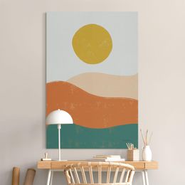 Bilderwelten Akustikbild originell rosa Illustration Schallschutzbild - Sonnenj&auml;ger - Wandbild Wohnzimmer Schlafzimmer