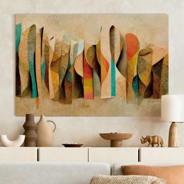 Bilderwelten Akustikbild originell beige Abstrakt Schallschutzbild - Boote am Strand - Wandbild Wohnzimmer Schlafzimmer
