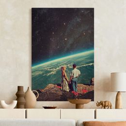 Bilderwelten Akustikbild originell bunt Fotomontage Schallschutzbild - Date mit Blick auf die Erde - Wandbild Wohnzimmer Schlafzimmer