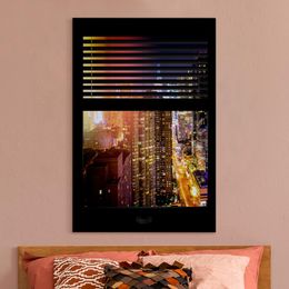 Akustikbild Fensterblick Jalousie - Manhattan bei Nacht