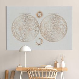 Bilderwelten Akustikbild Spirituell gold Vintage Schallschutzbild - Antike Vintage Sternenkarte Gold - Himmel Wohnzimmer Schlafzimmer