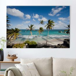 Bilderwelten Akustikbild Strand blau Tropisch Schallschutzbild - Beach of Barbados - Karibik Wohnzimmer Schlafzimmer