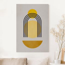 Bilderwelten Akustikbild originell gelb Abstrakt Schallschutzbild - Abstrakte Formen in Gelb - Wandbild Wohnzimmer Schlafzimmer