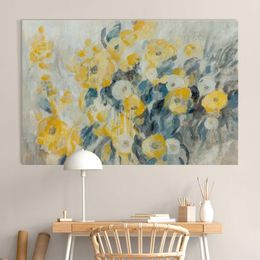 Bilderwelten Akustikbild Blumen gelb Abstrakt Schallschutzbild - Blumen an einem verregneten Tag - Wandbild Wohnzimmer Schlafzimmer