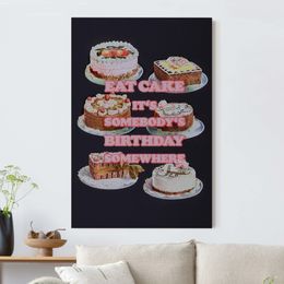 Bilderwelten Akustikbild Kulinarisch bunt Vintage Schallschutzbild - Eat Cake It's Birthday - Backen Wohnzimmer Schlafzimmer
