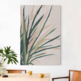 Bilderwelten Akustikbild originell beige Tropisch Schallschutzbild - Blattwerk mit Schattenwurf - Gr&auml;ser Wohnzimmer Schlafzimmer
