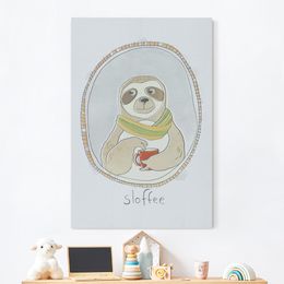 Bilderwelten Akustikbild Kulinarisch weiss Illustration Schallschutzbild - Koffeinhaltiges Faultier - Getr&auml;nke Kinderzimmer Baby M&auml;dchen Jungen