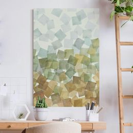 Bilderwelten Akustikbild beige Abstrakt Schallschutzbild - Fallende W&uuml;rfel - Geometrisch Wohnzimmer Schlafzimmer