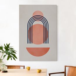 Bilderwelten Akustikbild Abstrakte Formen in Rosa und Blau Illustration - Wohnzimmer Schlafzimmer Esszimmer Arbeitszimmer B&uuml;ro - Schallschutzbild