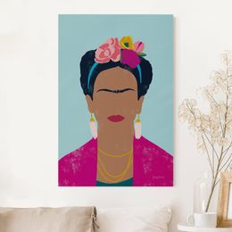 Bilderwelten Akustikbild Portrait bunt Illustration Schallschutzbild - Frida Collage - Wandbild Kinderzimmer Baby M&auml;dchen Jungen