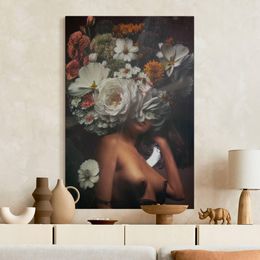 Bilderwelten Akustikbild Blumen braun Vintage Schallschutzbild - Erotische Blumen - Erotik Wohnzimmer Schlafzimmer