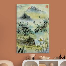 Akustikbild Japanische Aquarell Zeichnung Bambuswald