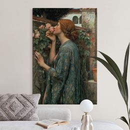 Bilderwelten Akustikbild originell t&uuml;rkis modern Schallschutzbild - John William Waterhouse - Die Seele der Rose - Rose Wohnzimmer Schlafzimmer