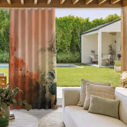 Bilderwelten Outdoor Vorhang nach Ma&szlig; blickdicht gr&uuml;n originell modern mit &Ouml;sen - Abstrakte Schichten - wetterfest Balkon Pergola