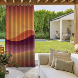 Outdoor Vorhang nach Ma&szlig; blickdicht - Abendlicher Farbverlauf - gelb Sonnenschutz Abstrakt mit &Ouml;sen wetterfest Balkon Pergola