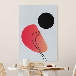 Bilderwelten Akustikbild originell rosa Illustration Schallschutzbild - Abstrakte Formen - Schwarze Sonne - Wandbild Wohnzimmer Schlafzimmer