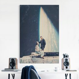 Bilderwelten Akustikbild originell bunt Fotomontage Schallschutzbild - Alt und Grau im All - Wandbild Wohnzimmer Schlafzimmer