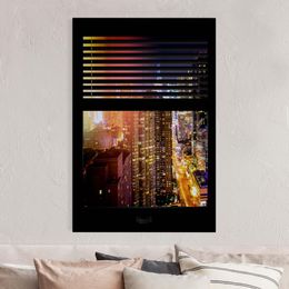 Bilderwelten Akustikbild Fensterblick Jalousie - Manhattan bei Nacht