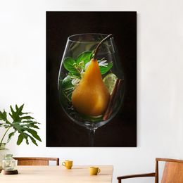 Bilderwelten Akustikbild Kulinarisch bunt Motiv Schallschutzbild - Aromen im Weinglas Birne - Kaffee K&uuml;che