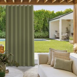 Outdoor Vorhang nach Ma&szlig; blickdicht - Balmy Basil - gr&uuml;n Sonnenschutz Unifarben mit &Ouml;sen wetterfest Balkon Pergola